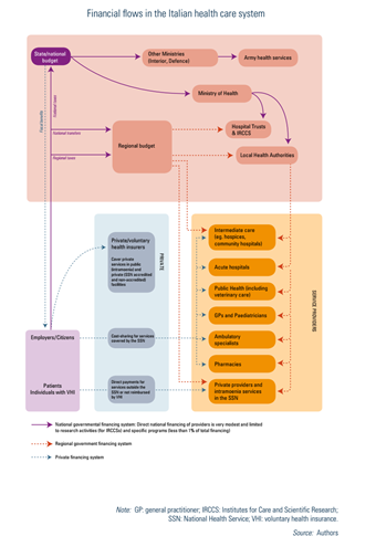 Financial flows in the Italian health care system