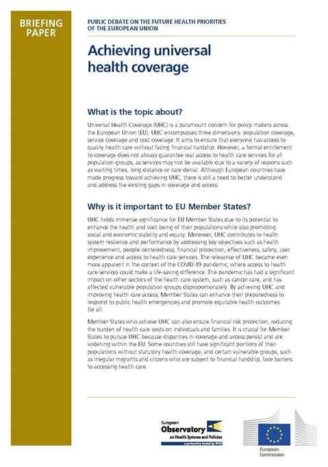 Achieving universal health coverage