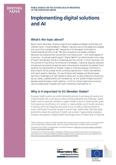 Implementing digital solutions and AI