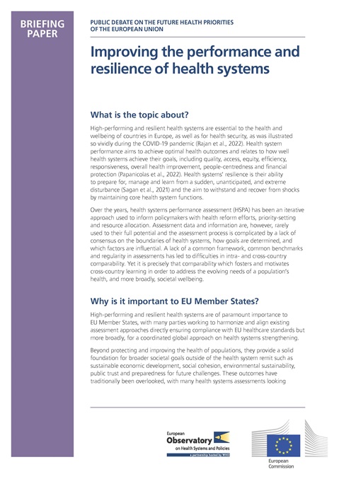 Improving the performance and resilience of health systems